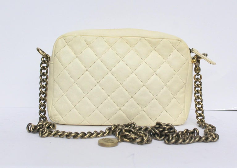 Chanel White Leather Camera Bag at 1stDibs | chanel camera bag white
