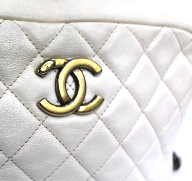 Chanel White Leather Camera Bag at 1stDibs | chanel camera bag white