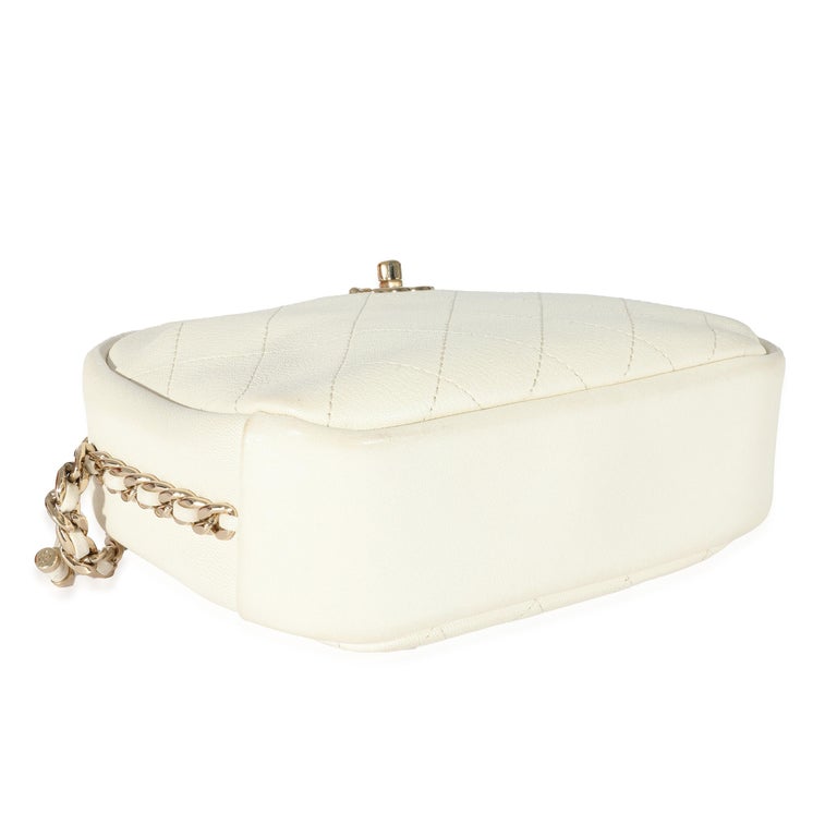 Chanel White Leather Casual Trip Camera Bag For Sale at 1stDibs