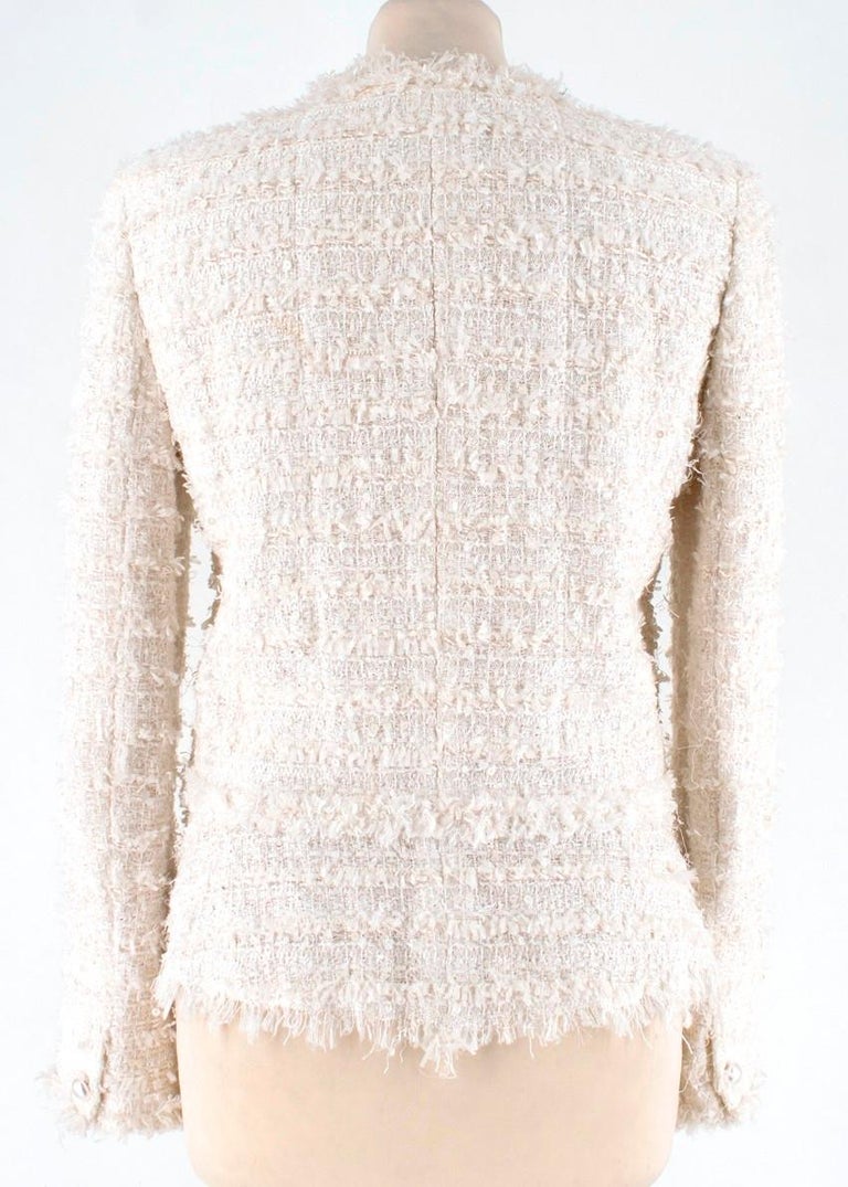 Chanel White Metallic Tweed Knit Jacket at 1stDibs