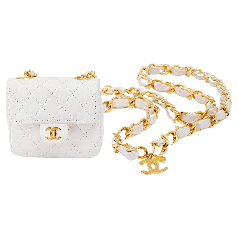 Chanel White Micro Bag Chain Belt For Sale at 1stDibs