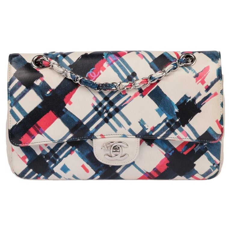 CHANEL White Multicolour Quilted Lambskin Airlines Medium Classic ...