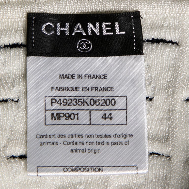 Chanel White Perforated Knit Bow Appliqued Sleeveless Top L For Sale at ...