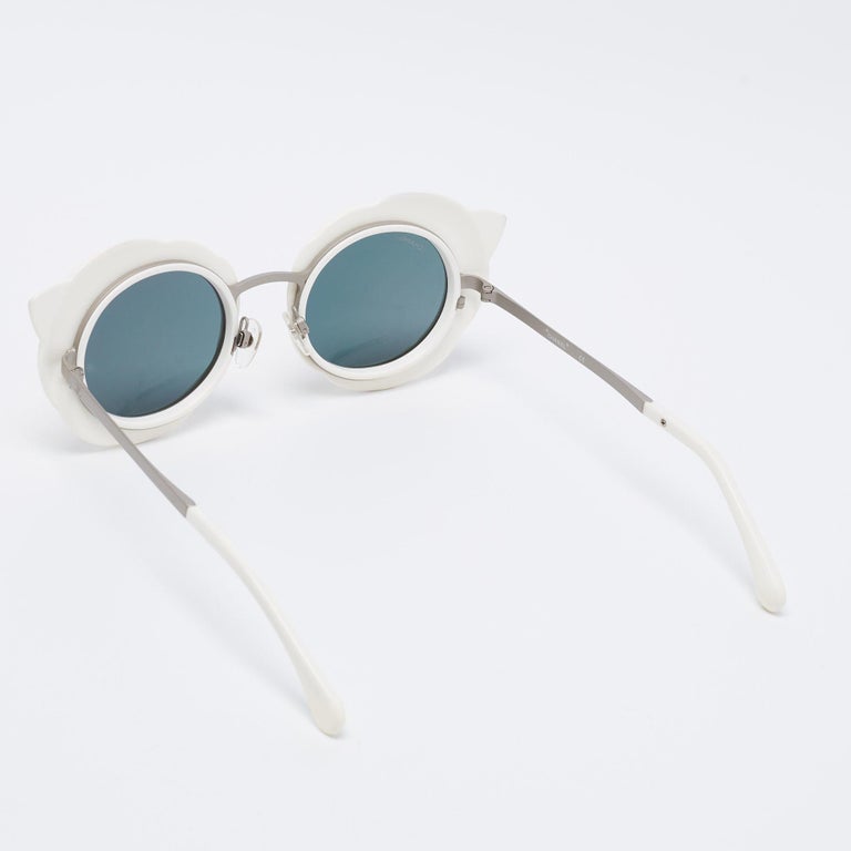 Chanel White/Pink Mirrored 71198 Camellia Round Sunglasses For Sale at ...