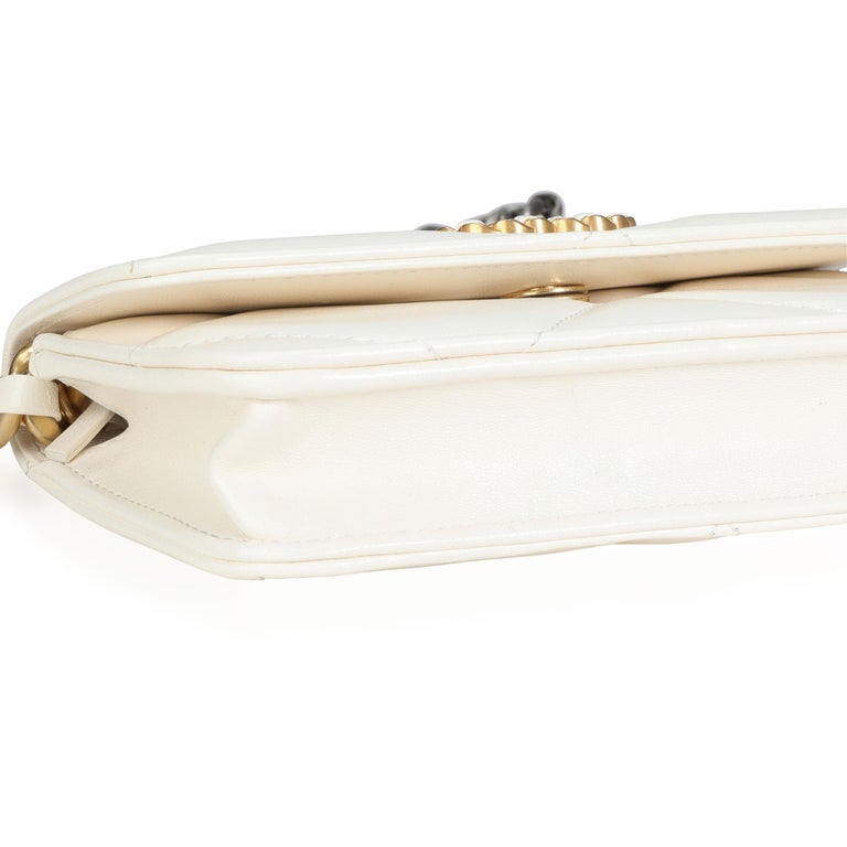 Chanel White Quilted Lambskin Chanel 19 Mini Flap Bag For Sale at ...