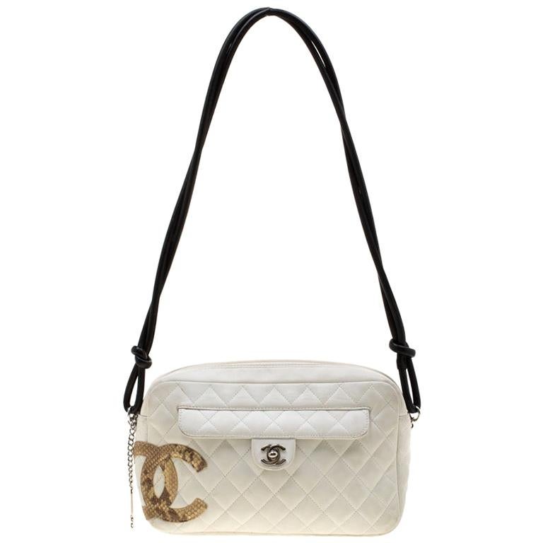 Chanel White Quilted Leather Ligne Cambon Camera Shoulder Bag at 1stDibs