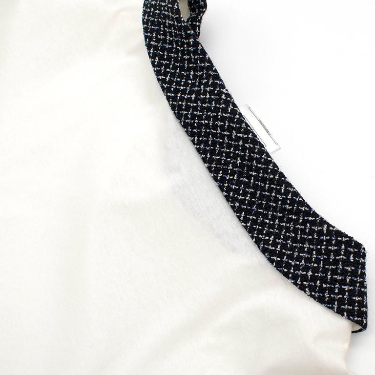 Chanel White Top with Tweed Collar UK 6 FR 34 at 1stDibs