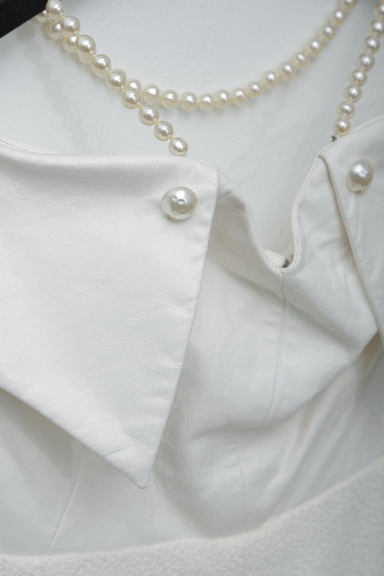 Superb Chanel White Tweet Dress with Pearls with Matching Crop Jacket ...