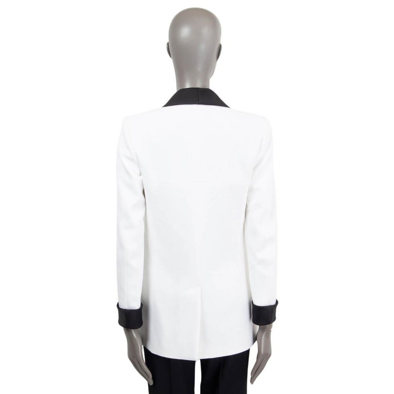 CHANEL white viscose 2018 18P CREPE TUXEDO Blazer Jacket 36 XS For Sale ...