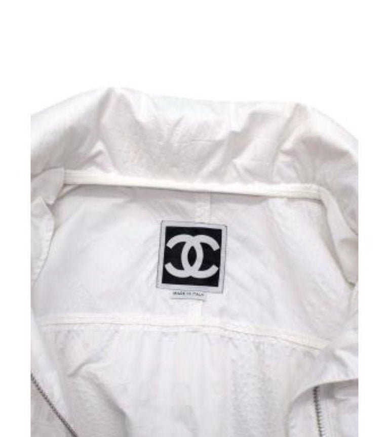 Chanel White Zip Up Jacket For Sale at 1stDibs