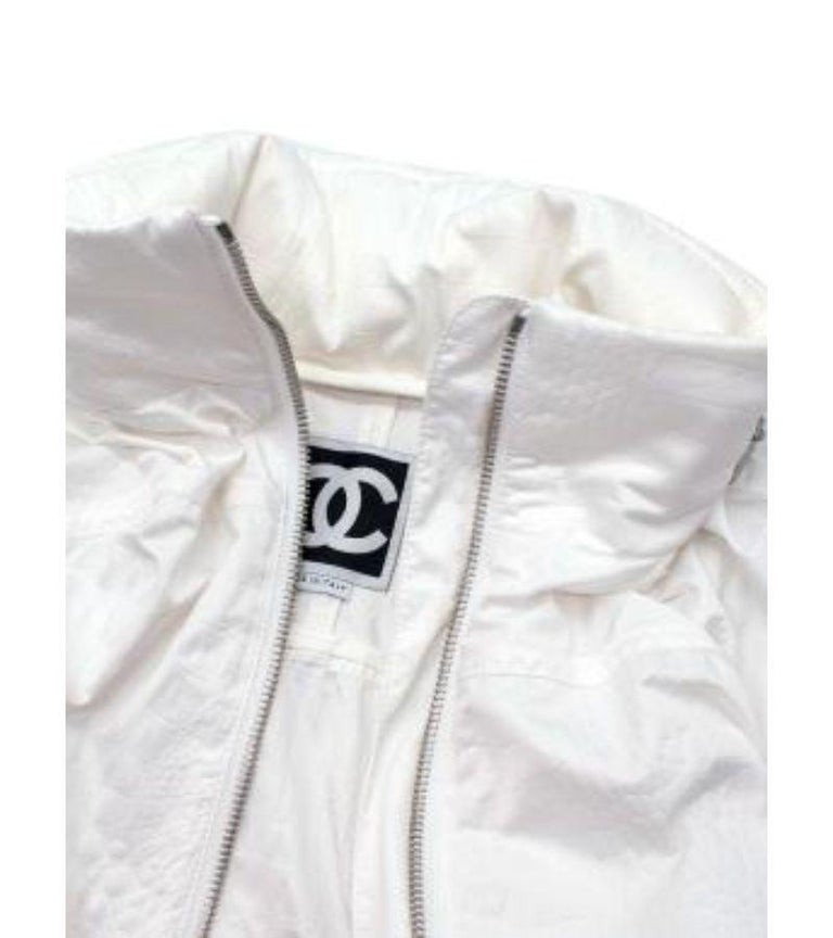 Chanel White Zip Up Jacket For Sale at 1stDibs