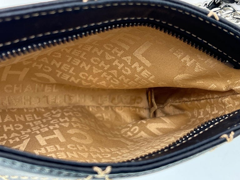 CHANEL Wild Stitch Quilted Lambskin Black Clutch Crossbody Bag For Sale ...