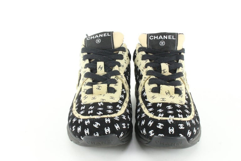 Chanel Women's 36 Light Brown x Black CC All Over Trainer Sneaker ...