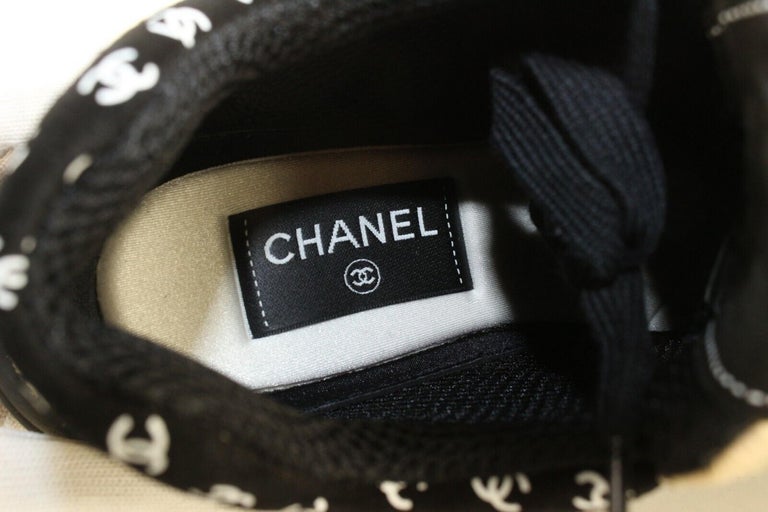 Chanel Women's 36 Light Brown x Black CC All Over Trainer Sneaker ...
