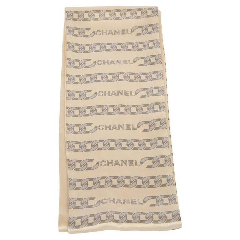 Chanel Women's Silk Chain Detail Narrow Scarf For Sale at 1stDibs