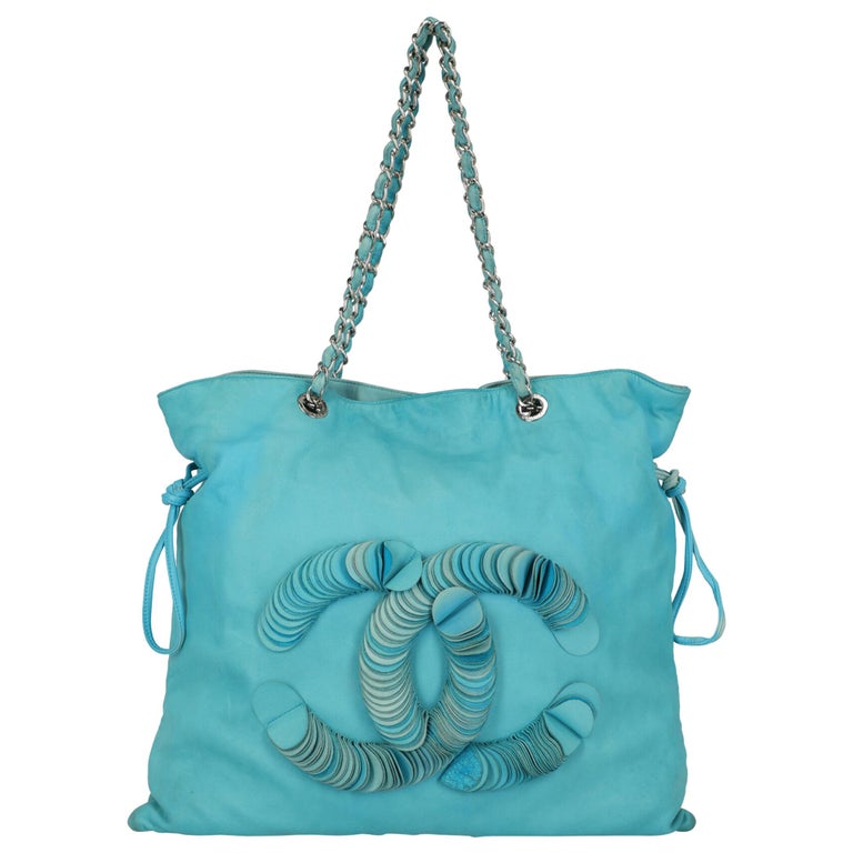 Chanel Women's Tote Bag Blue Leather For Sale at 1stDibs | blue chanel ...