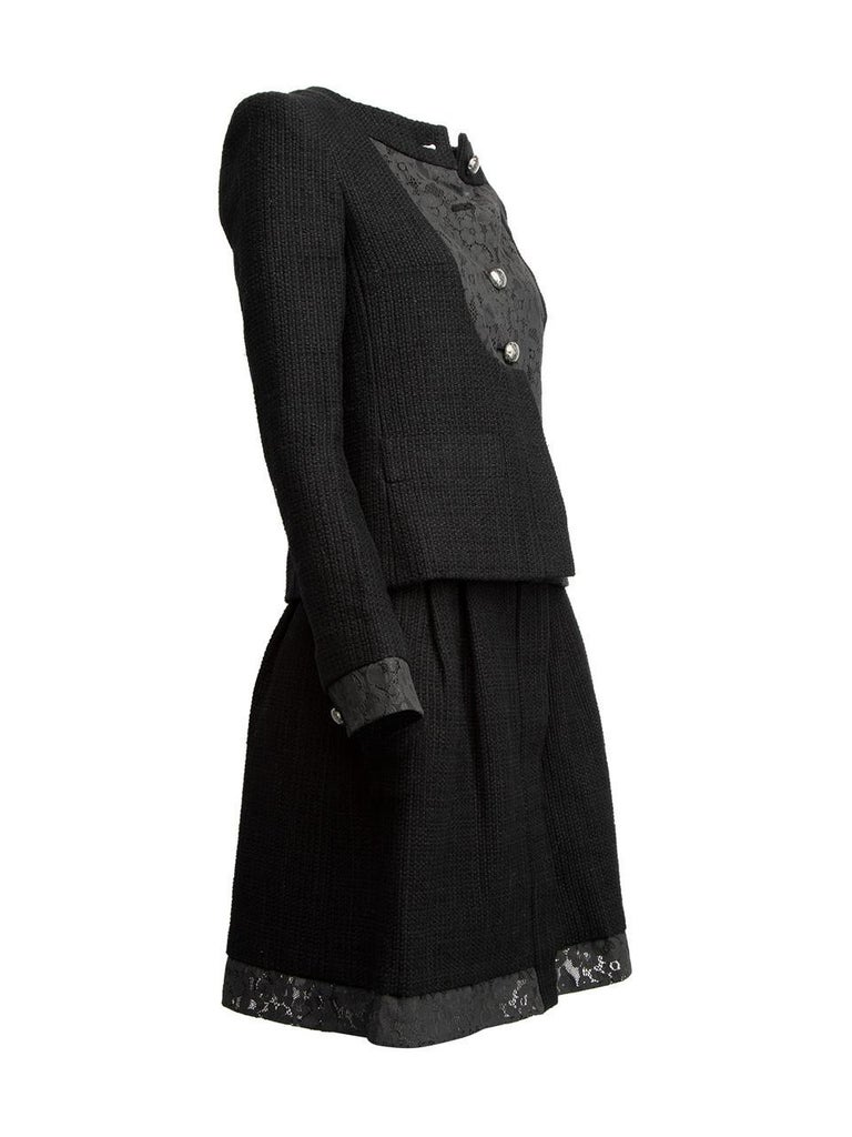Chanel Women's Vintage Black Chanel Two Piece Suit For Sale at 1stDibs