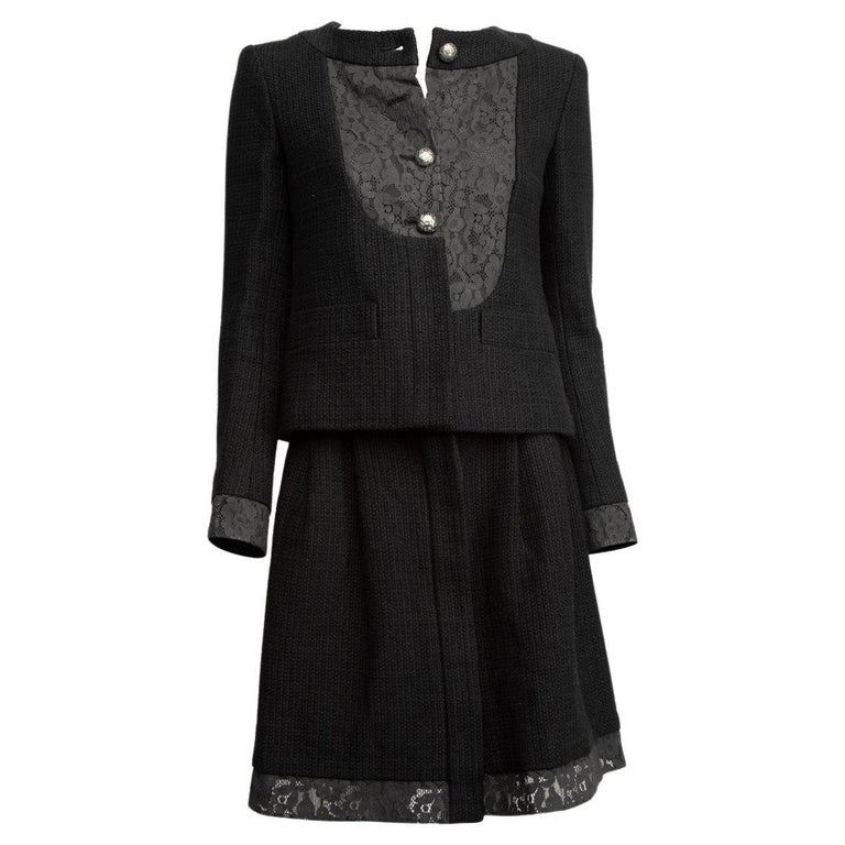 Chanel Women's Vintage Black Chanel Two Piece Suit For Sale at 1stDibs