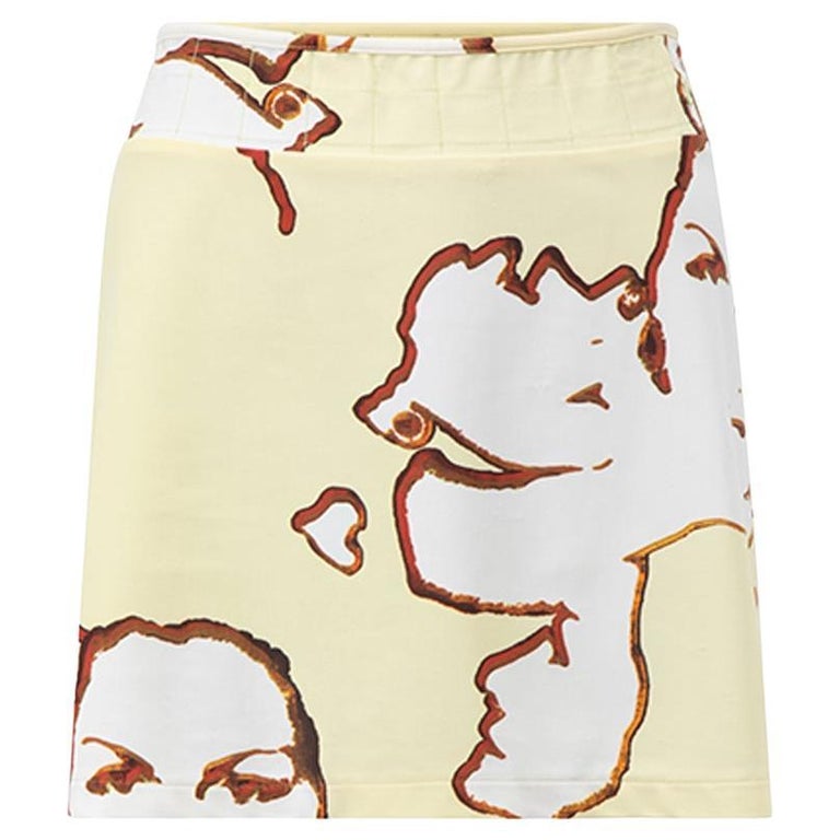 Chanel Women's Vintage SS2000 Yellow Printed Mini Skirt For Sale at 1stDibs