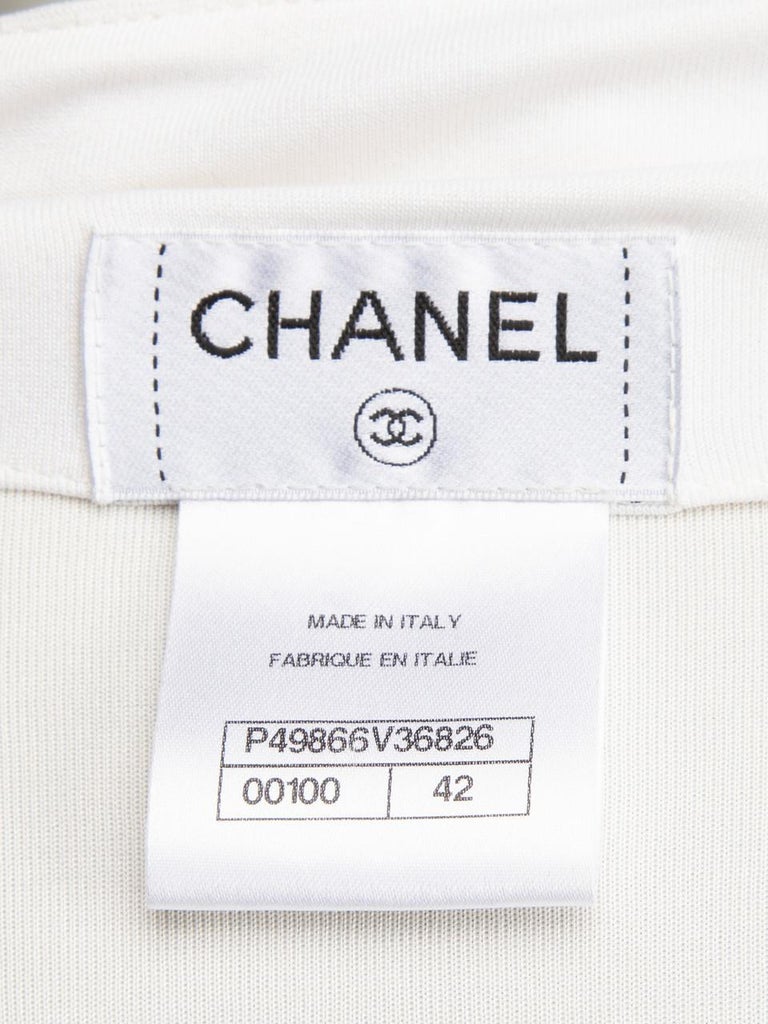 Chanel Women's White Button Detail High Neck Top For Sale at 1stDibs