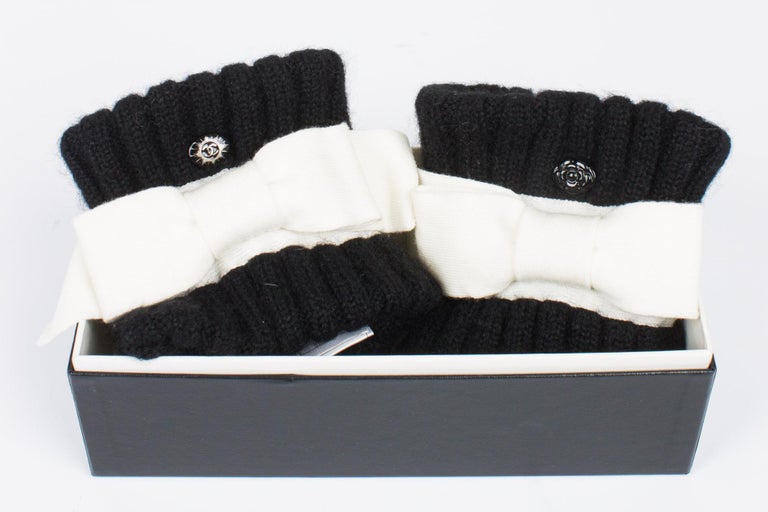 Chanel Wool Cuffs - black and white at 1stDibs