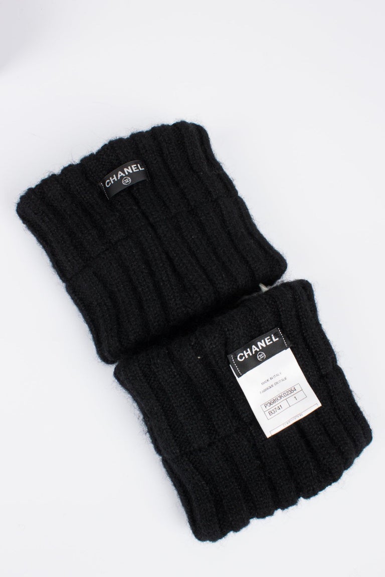 Chanel Wool Cuffs - black and white at 1stDibs