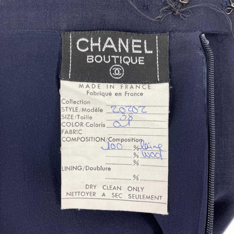 CHANEL Wool Suit Cascade Jacket and Skirt CC Buttons Navy / Gold 36 US ...