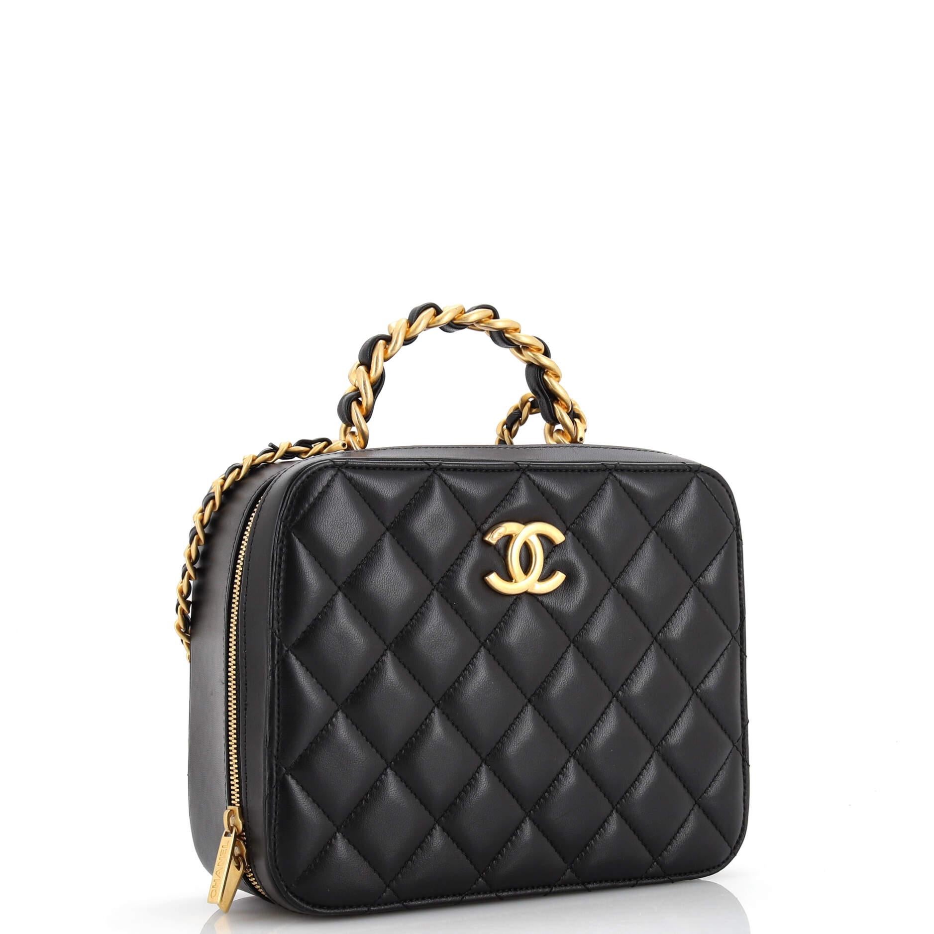 Chanel Woven Chain Top Handle Vanity Case Quilted Lambskin Medium For ...