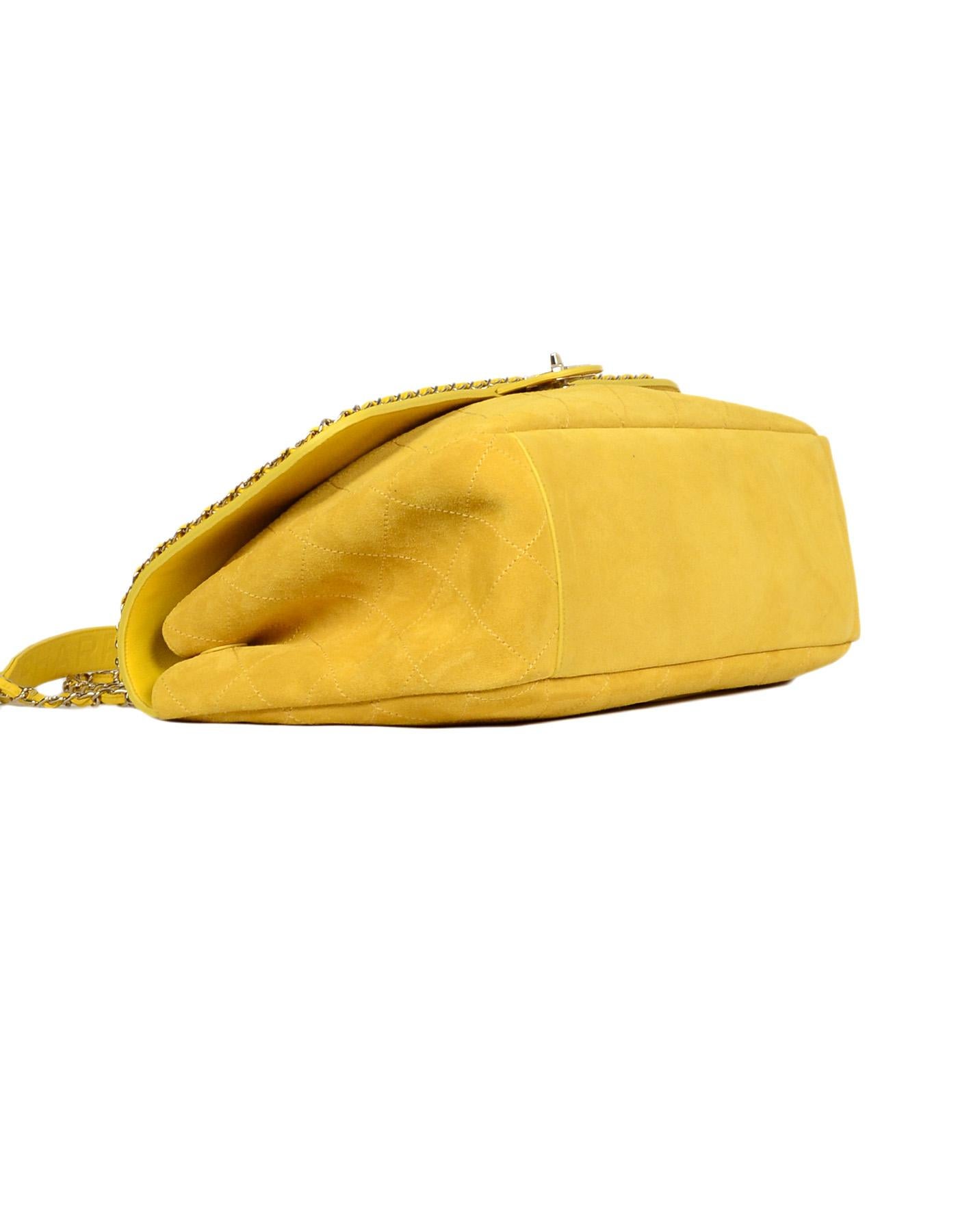 CHANEL x PHARRELL 2019 LIMITED EDITION Yellow Suede XXL Quilted Flap ...
