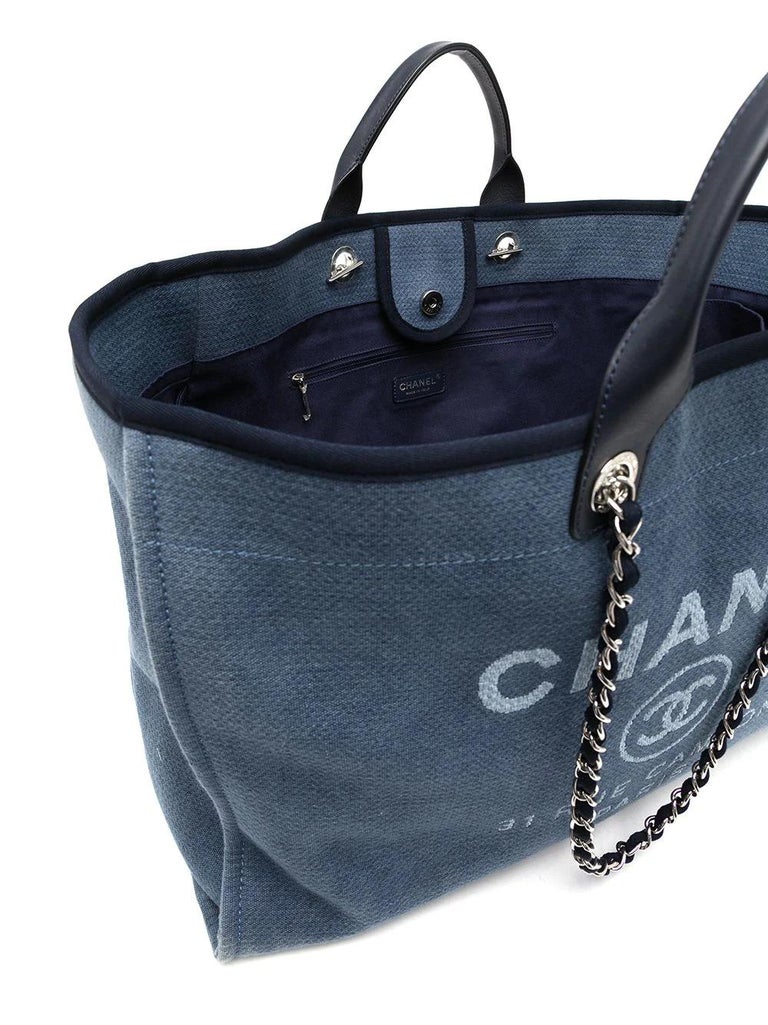 Chanel XL Blue Deauville Tote at 1stDibs