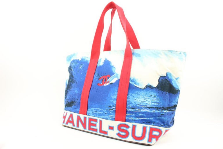 Chanel XL Blue x Red CC Logo Wave Surf Beach Tote Bag 119cas9 For Sale ...