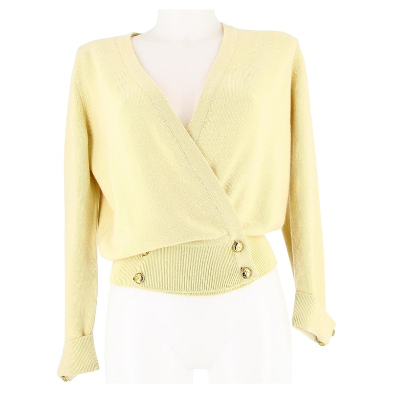 Chanel Yellow Cashmere Cardigan For Sale at 1stDibs