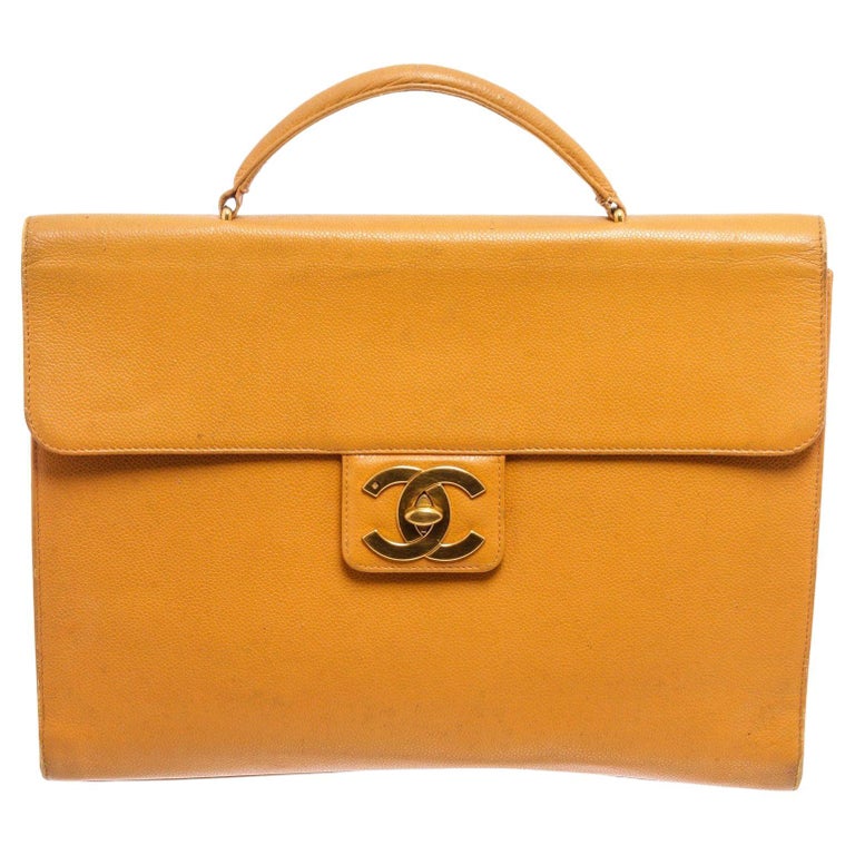 Chanel Yellow Caviar Leather Business Messenger Bag at 1stDibs