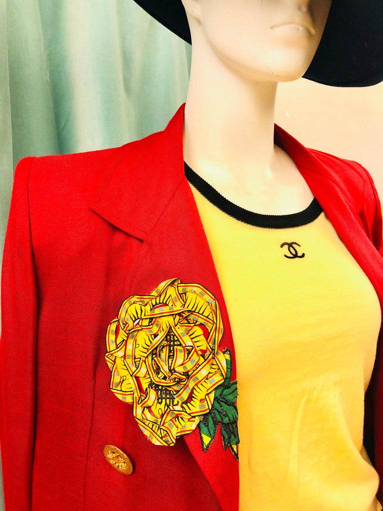 Chanel Yellow "CC" Cotton Top For Sale at 1stDibs