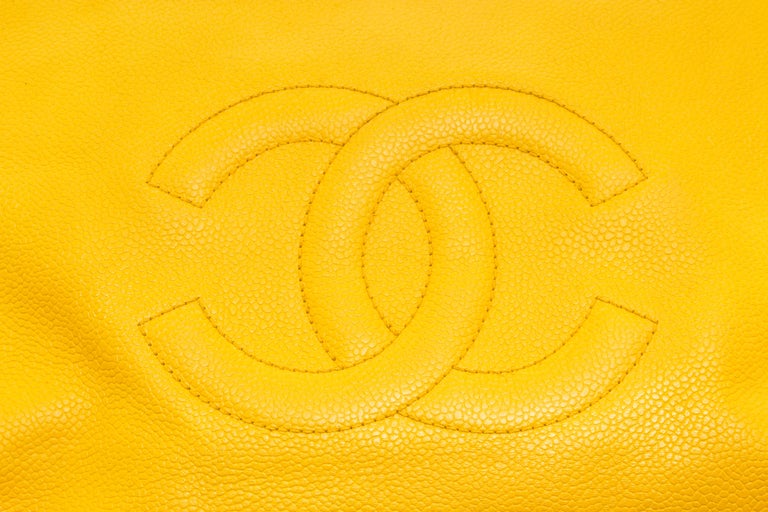 Chanel Yellow Leather Vintage CC Shoulder Bag at 1stDibs