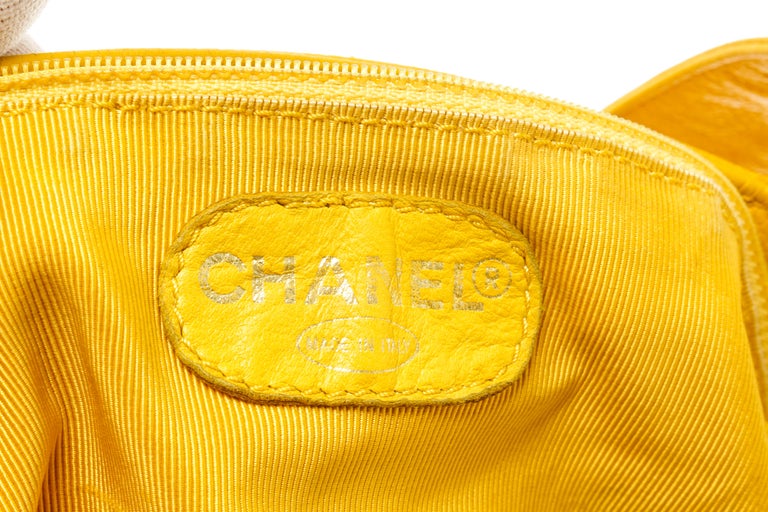 Chanel Yellow Leather Vintage CC Shoulder Bag at 1stDibs