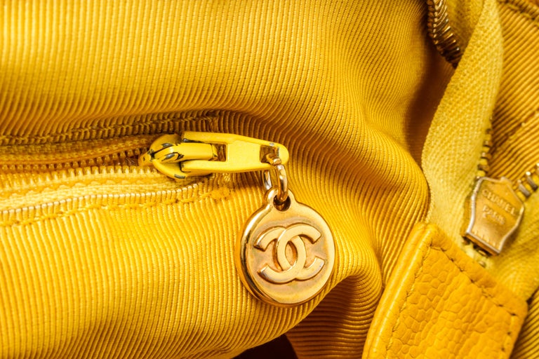 Chanel Yellow Leather Vintage CC Shoulder Bag at 1stDibs