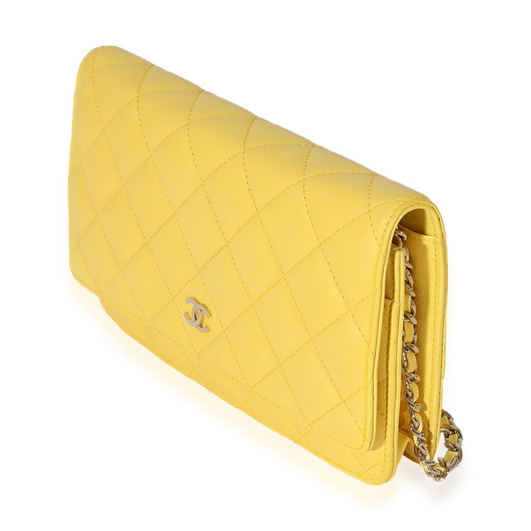 Chanel Yellow Quilted Lambskin Wallet On Chain For Sale at 1stDibs
