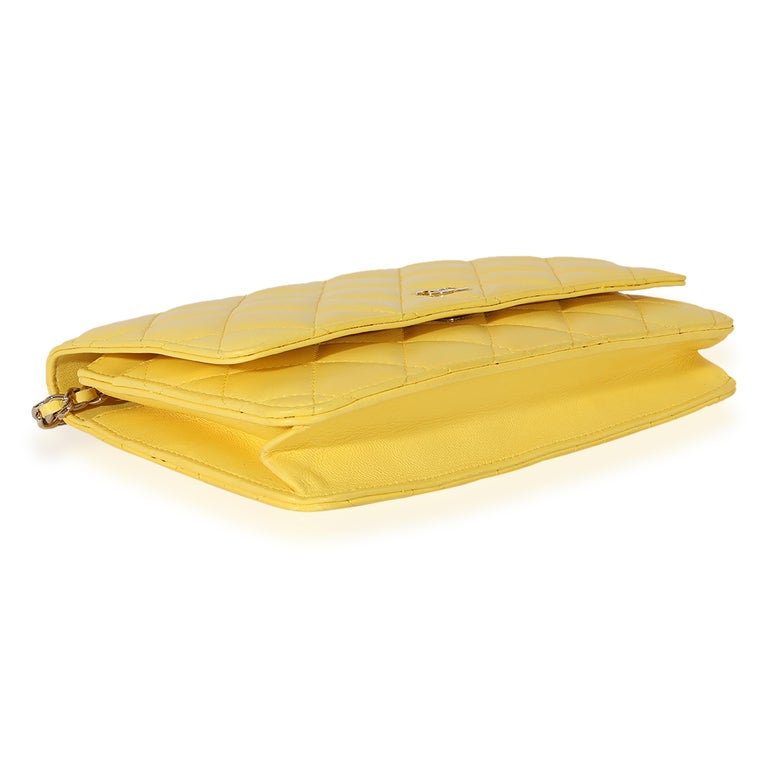 Chanel Yellow Quilted Lambskin Wallet On Chain For Sale at 1stDibs