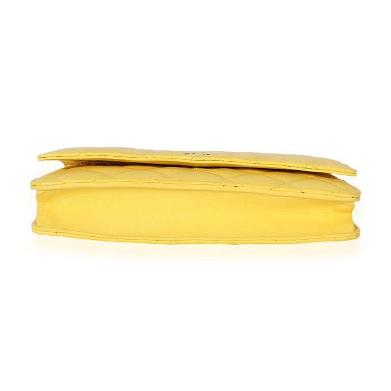 Chanel Yellow Quilted Lambskin Wallet On Chain For Sale at 1stDibs