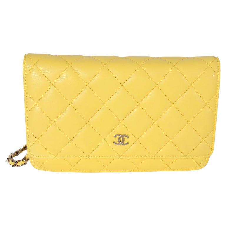 Chanel Yellow Quilted Lambskin Wallet On Chain For Sale at 1stDibs