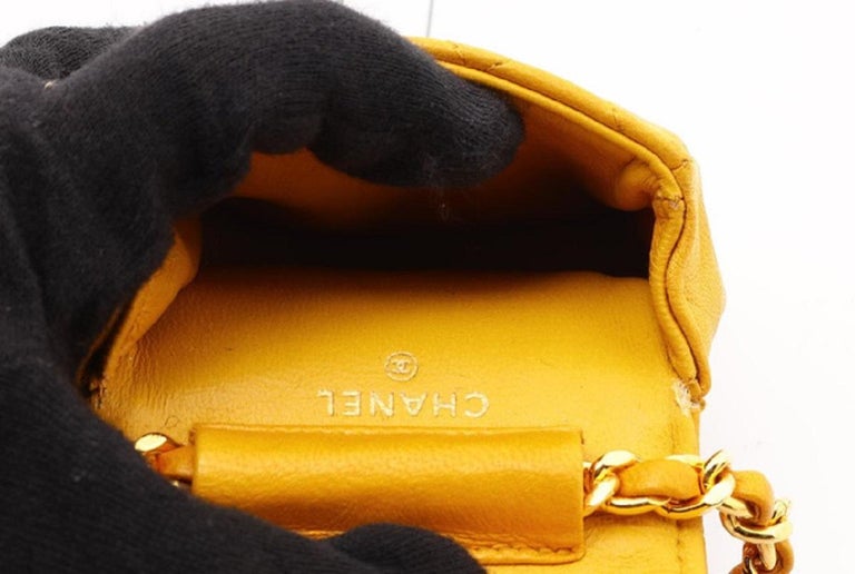 Chanel Yellow Quilted Leather Flap Micro Flap Bag For Sale at 1stDibs