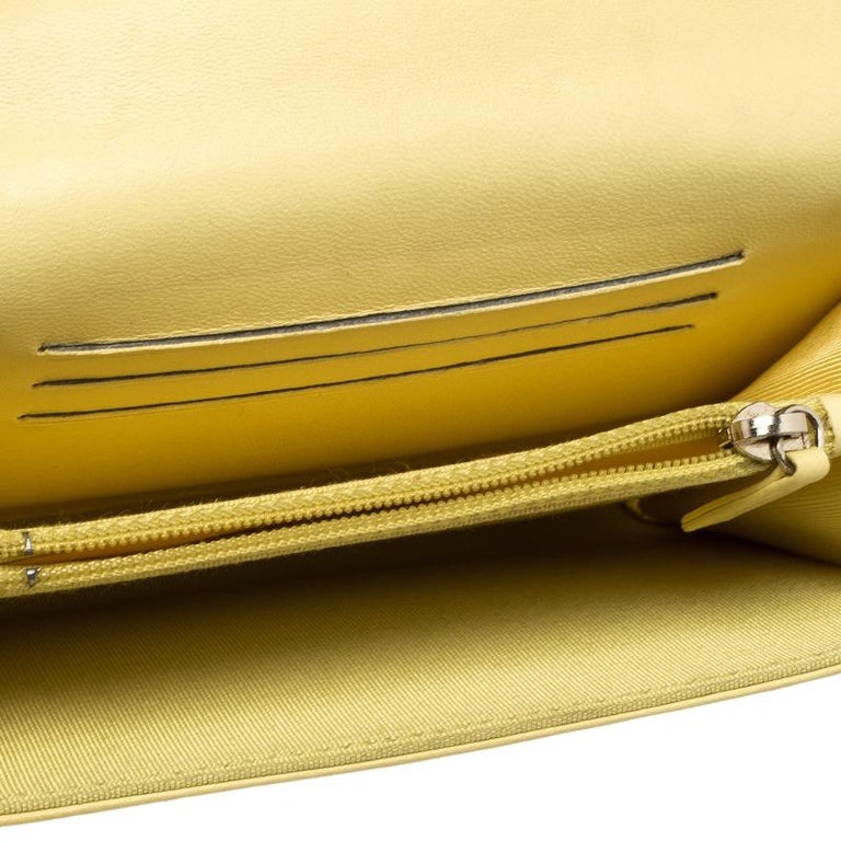 Chanel Yellow Quilted Leather Flap Wallet For Sale at 1stDibs