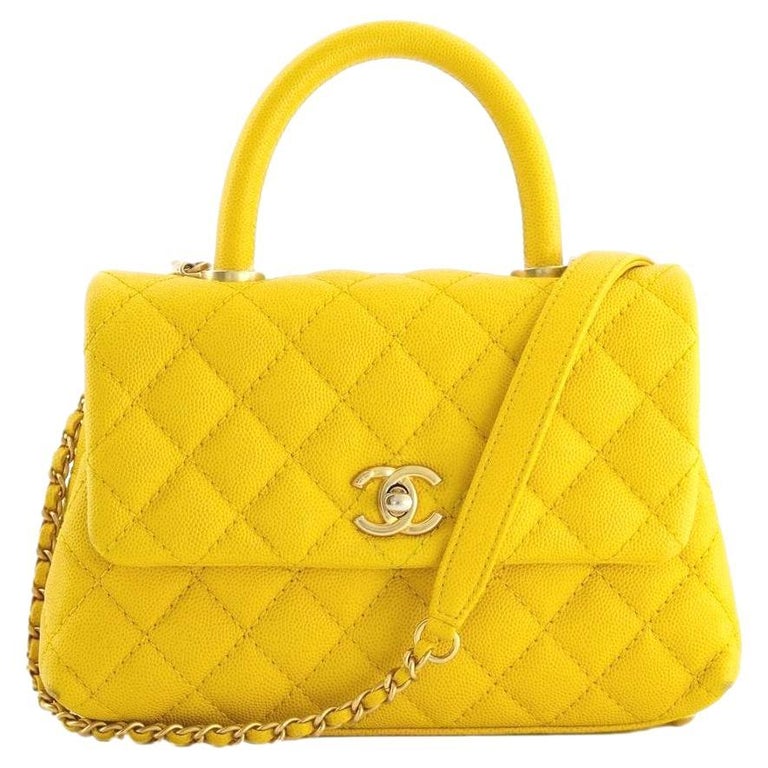 Chanel Yellow Small Canary Caviar Quilted COCO Flap Bag For Sale at 1stDibs