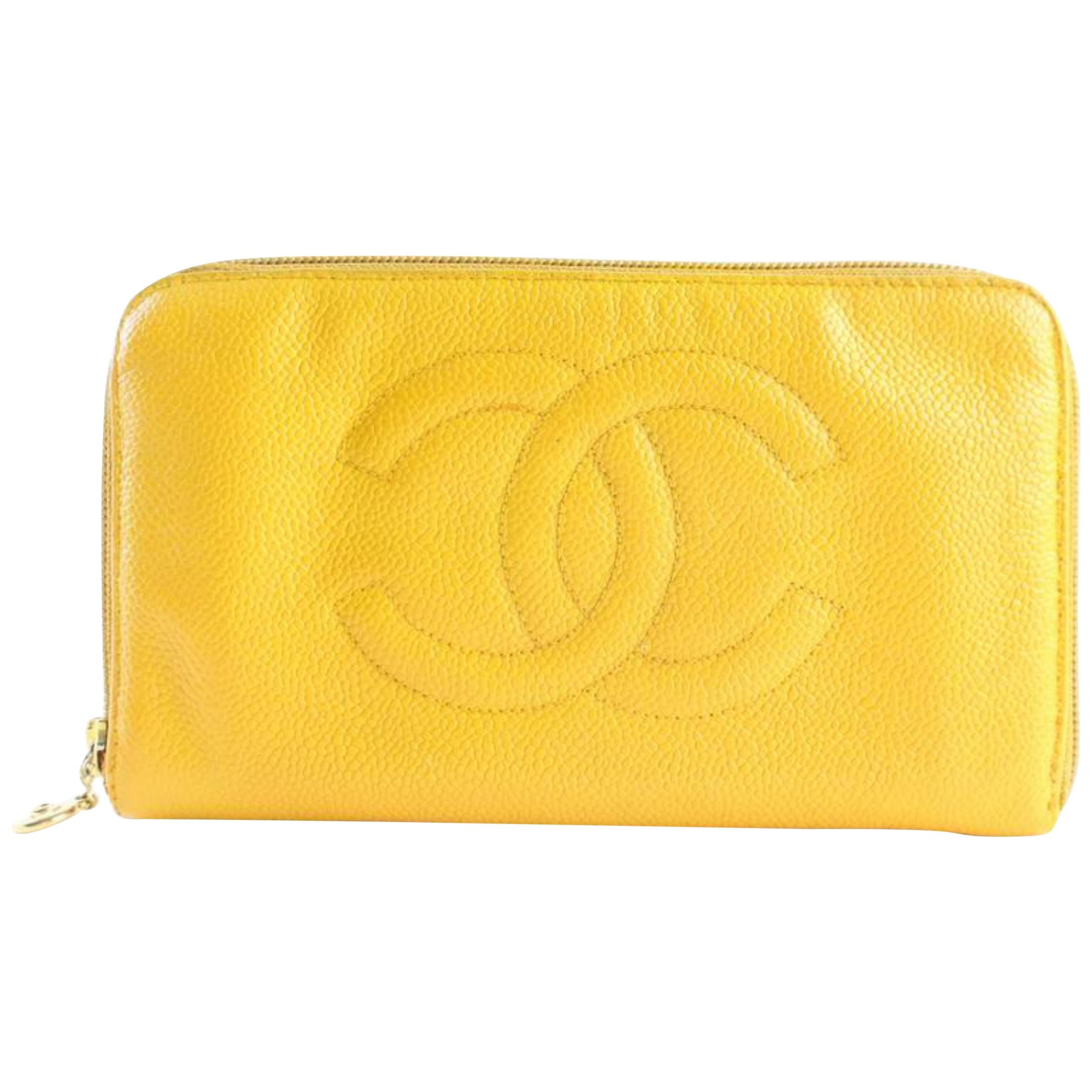 Chanel Yellow Zippy Organizer Large Caviar 222348 Wallet For Sale at ...