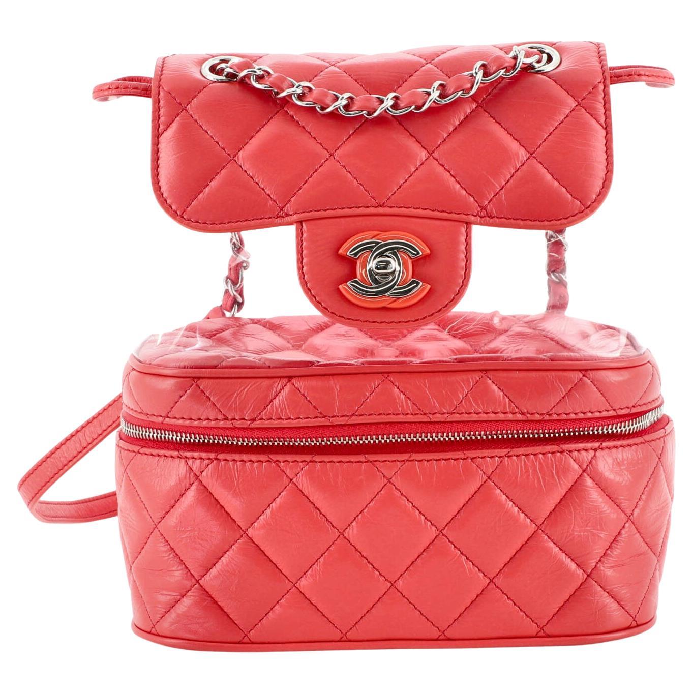 Chanel Backpack Ultra Rare Duma Vintage Red Lambskin Leather Rucksack ...