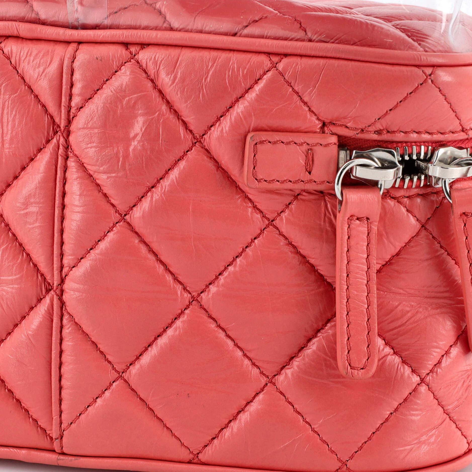 Chanel Zip Around Flap Bag Quilted Crumpled Calfskin and PVC Small For ...