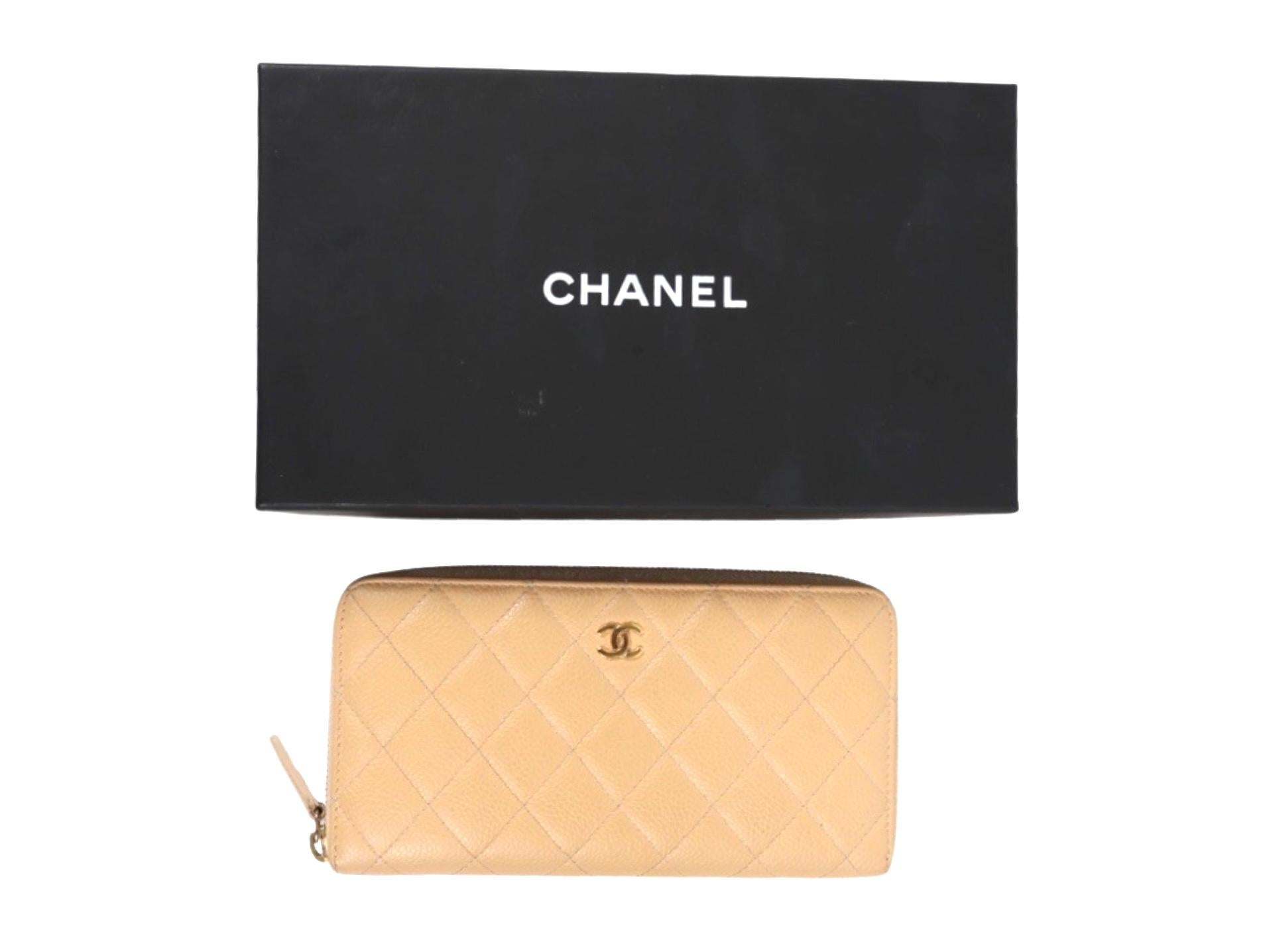 CHANEL ZIP AROUND WALLET Caviar Leather For Sale at 1stDibs