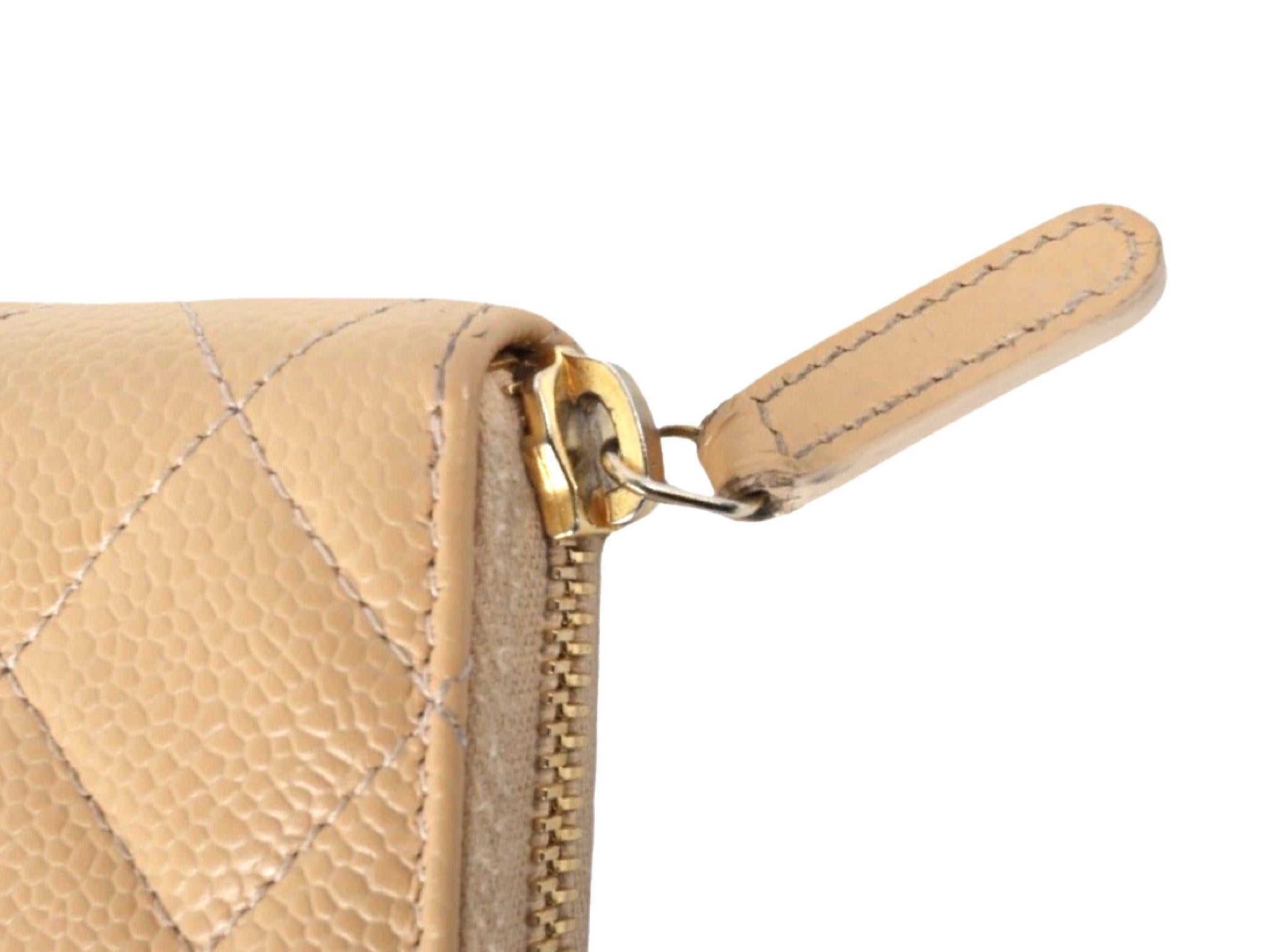 CHANEL ZIP AROUND WALLET Caviar Leather For Sale at 1stDibs