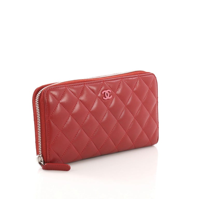 Chanel Zip Around Wallet Quilted Lambskin Long at 1stDibs